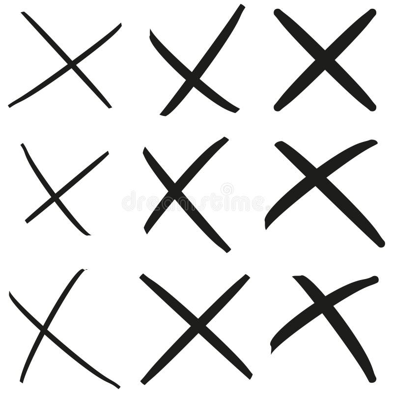 Hand Drawn Cross Marks. Rough Texture Symbol. Simple Vector ...