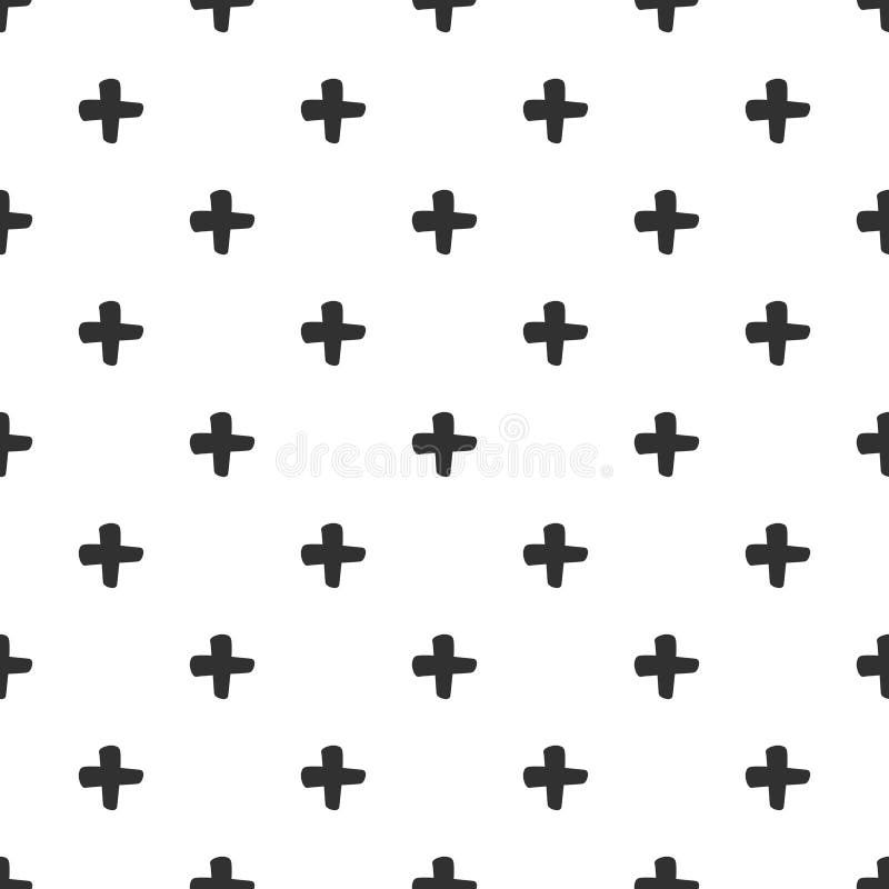 Hand Drawn Cross or Plus Seamless Pattern. Stock Vector Illustration ...