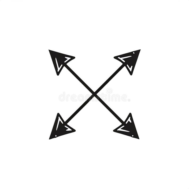 Hand Drawn Crossed Arrows Forming an X Shape, Isolated on White ...