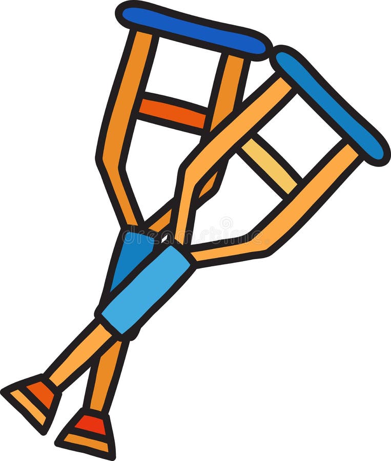 Hand Drawn Crutches Illustration Stock Vector - Illustration of injury ...