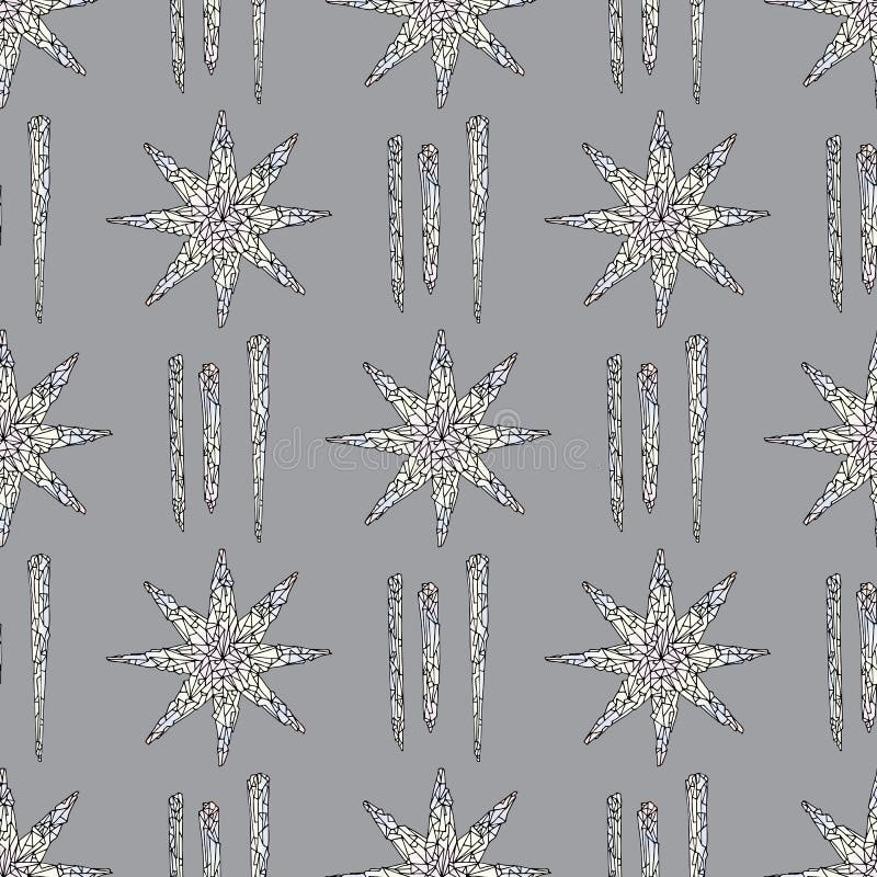 Hand Drawn Crystals Pattern. Abstract Stars Seamless Background. Vector ...