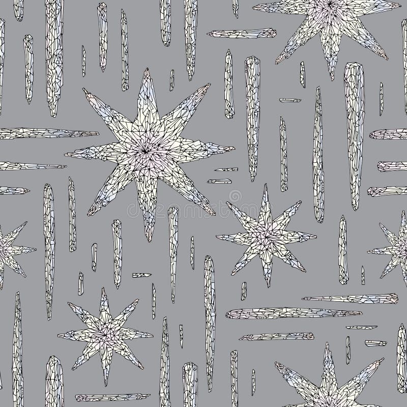 Hand Drawn Crystals Pattern. Abstract Stars Seamless Background. Vector ...