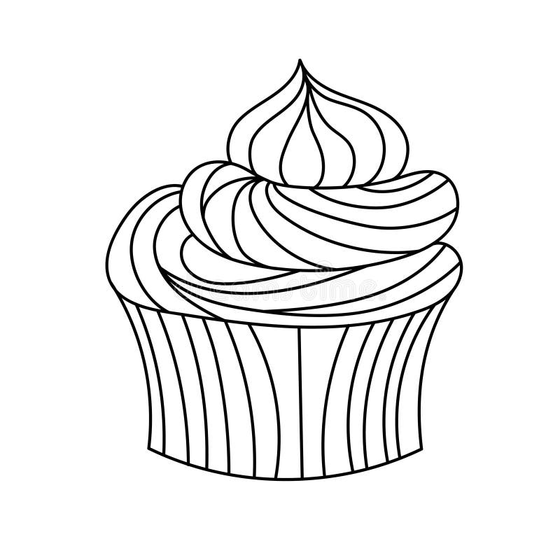 Hand Drawn Cupcake with Cream Vector Illustration Stock Vector ...