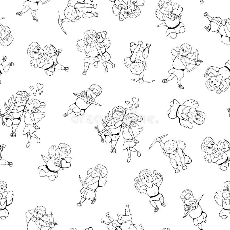 Cupid Doodle Set stock illustration. Illustration of composition - 36665228