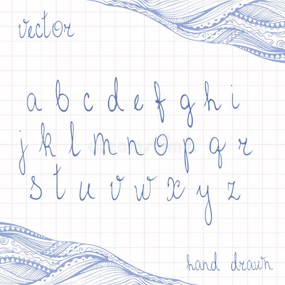Hand Drawn Cursive Alphabet Stock Vector - Illustration of chequered ...