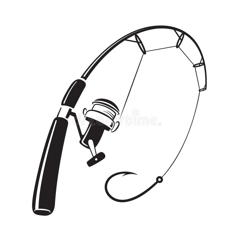 Hand Drawn Curved Fishing Rod, Vector Stock Vector - Illustration of ...