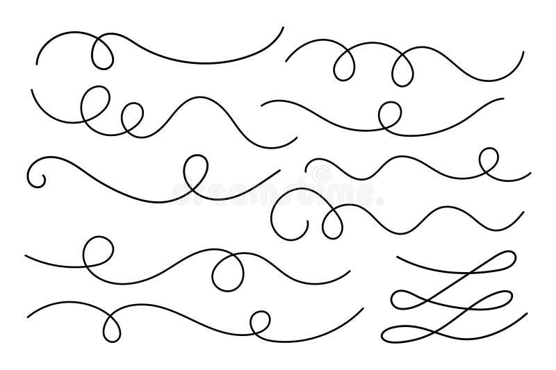 Hand Drawn Curved Line Shape. Curved Line Icon Collection Stock Vector ...