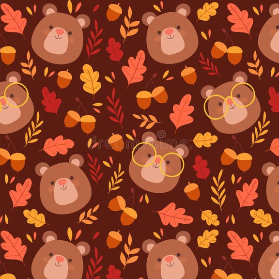 Hand Drawn Cute Autumn Pattern Vector Design Stock Vector ...