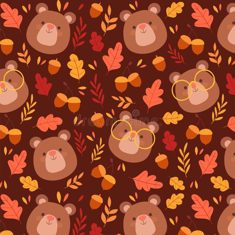 Hand Drawn Cute Autumn Pattern Vector Design Stock Vector ...