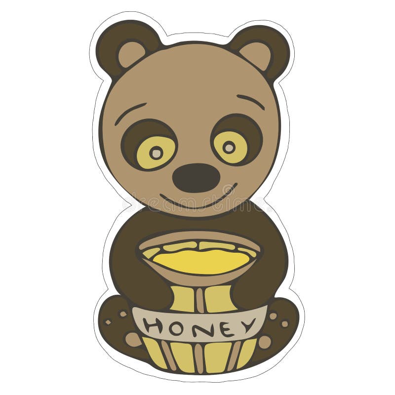 Hand-drawn Cute Bear Sticker. Isolated Bear on White Background. Stock ...