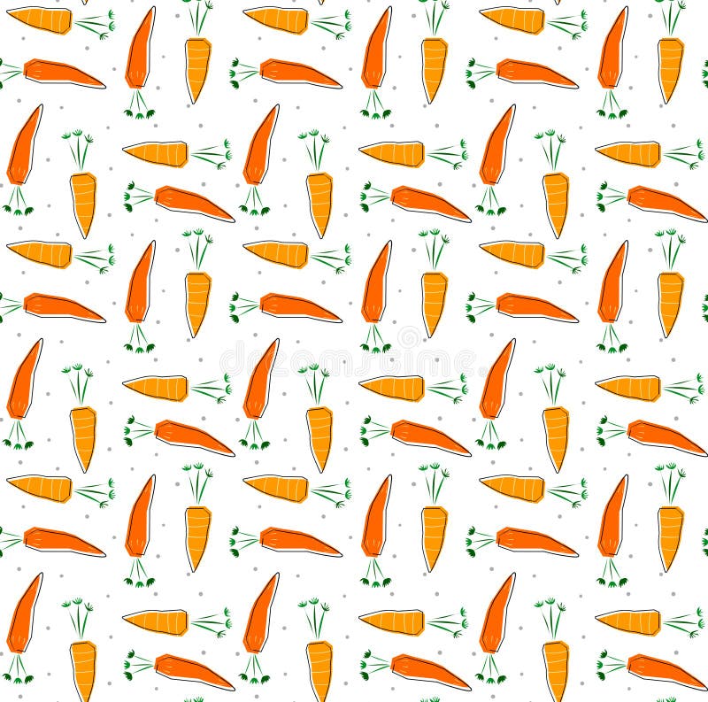 Hand Drawn Cute Carrot Pattern Seamless Stock Vector - Illustration of ...
