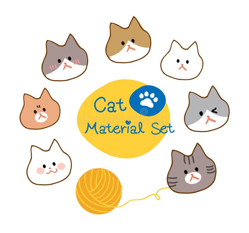 Hand drawn cute cat frame. stock vector. Illustration of layout - 245982660