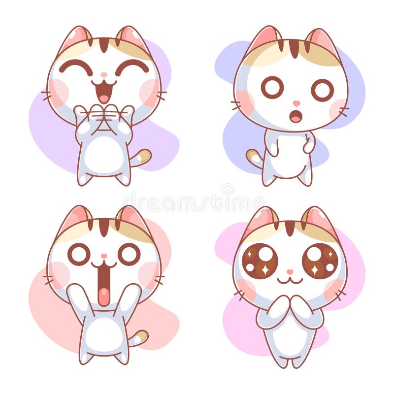 Hand Drawn Cute Cats Collection Cartoon Stock Vector - Illustration of ...