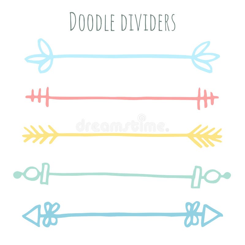 Hand Drawn Cute Colored Dividers Set. Ornamental Decorative Elements ...