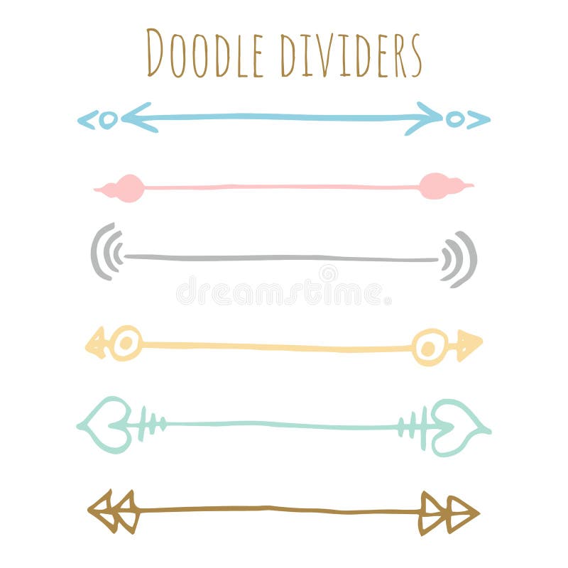 Hand Drawn Cute Colored Dividers Set. Ornamental Decorative Elements ...