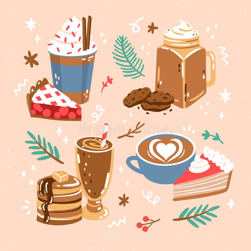 Hand Drawn Cute Food Collection Stock Vector - Illustration of pastry ...