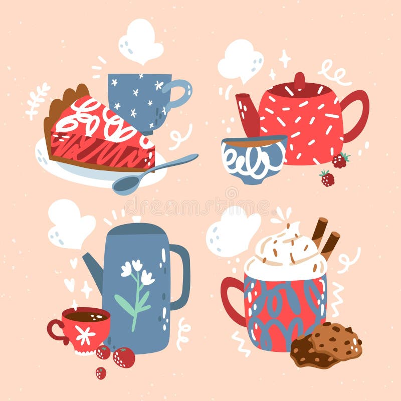 Hand Drawn Cute Food Collection Vector Design Illustration Stock Vector ...