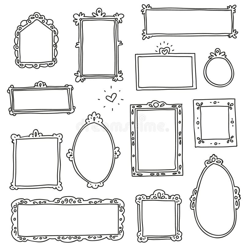 Hand Drawn Modern Frames in Cartoon Style Stock Vector - Illustration ...