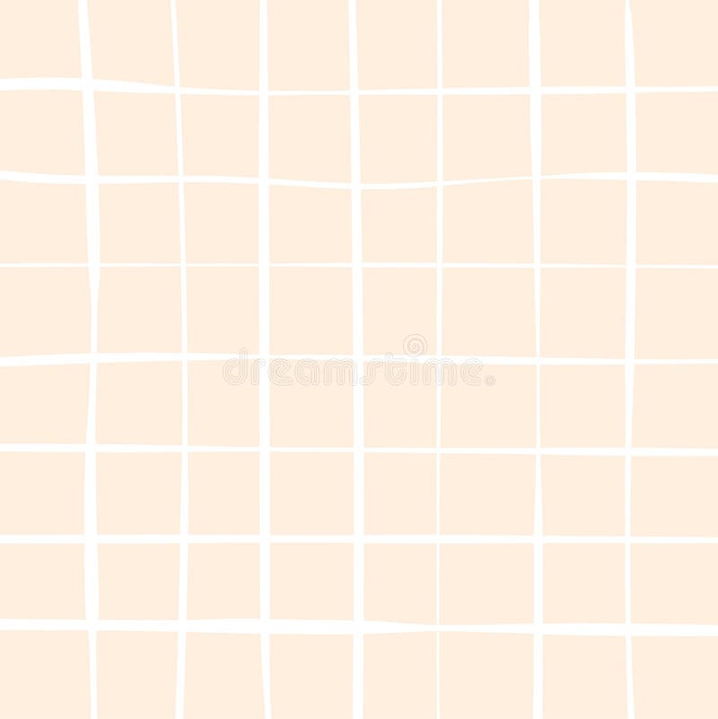 Hand Drawn Cute Grid. Doodle Beige, White, Pale Plaid Pattern with ...