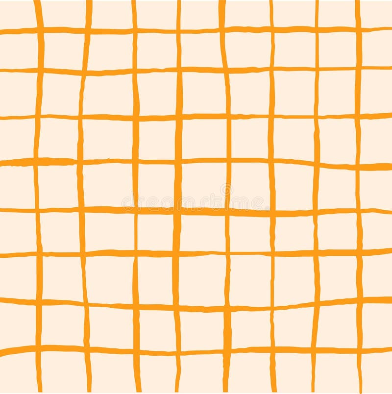 Hand Drawn Cute Grid. Doodle Beige, White, Yellow Plaid Pattern with ...