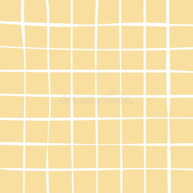 Hand Drawn Cute Grid. Doodle Beige, Yellow, White Plaid Pattern with ...