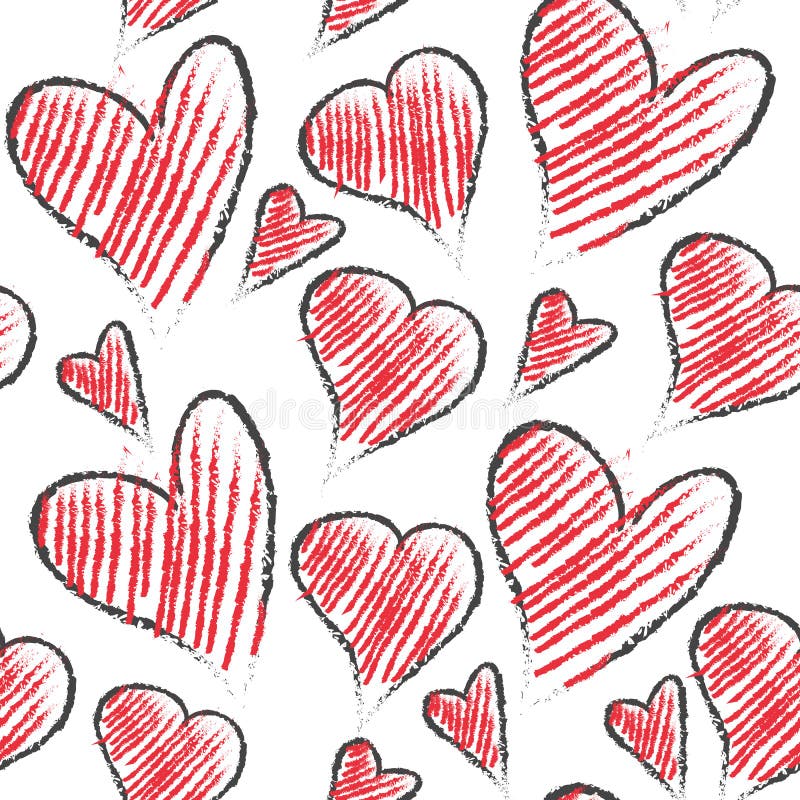 Hand Drawn Cute Heart Shapes Seamless Vector Stock Vector ...