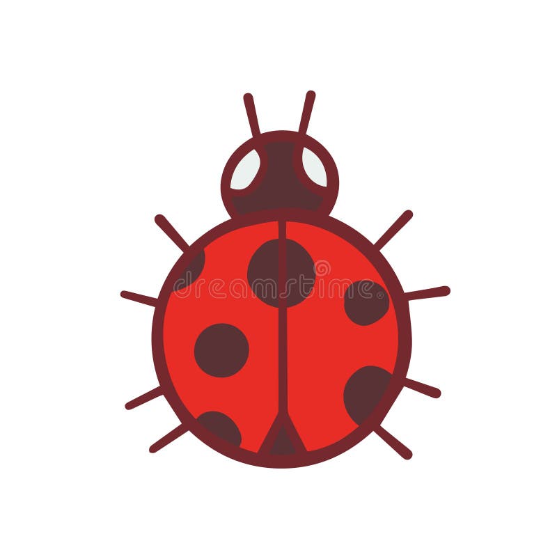 Hand Drawn Cute Ladybug Artwork, Cartoon Red Bug with Black Spots Stock ...