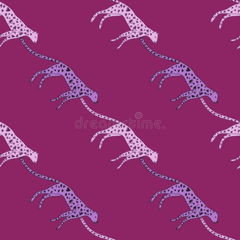 Hand Drawn Cute Leopard Seamless Pattern. Doodle Cheetah Endless ... Hand Drawn Cute Leopard Seamless Pattern. Doodle Cheetah Endless ...