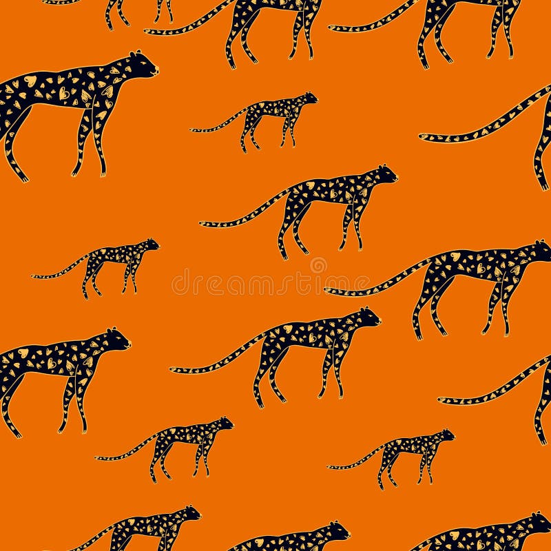Hand Drawn Cute Leopard Seamless Pattern. Doodle Cheetah Endless ... Hand Drawn Cute Leopard Seamless Pattern. Doodle Cheetah Endless ...