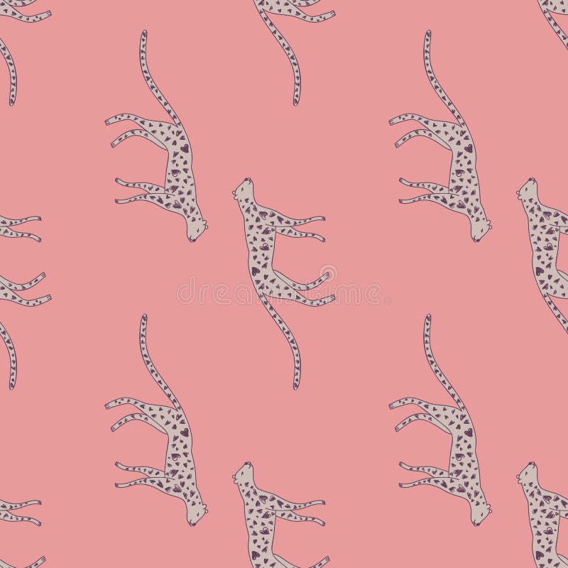 Hand Drawn Cute Leopard Seamless Pattern. Doodle Cheetah Endless ... Hand Drawn Cute Leopard Seamless Pattern. Doodle Cheetah Endless ...