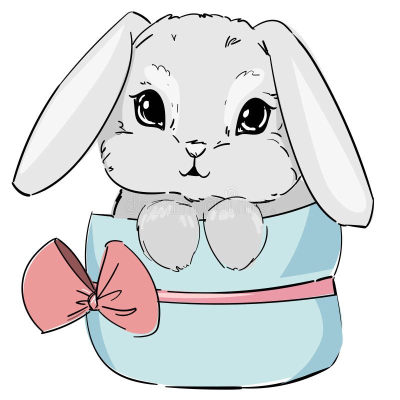 Hand Drawn Cute Rabbit with Bow Childish Print for Children S Textiles ...