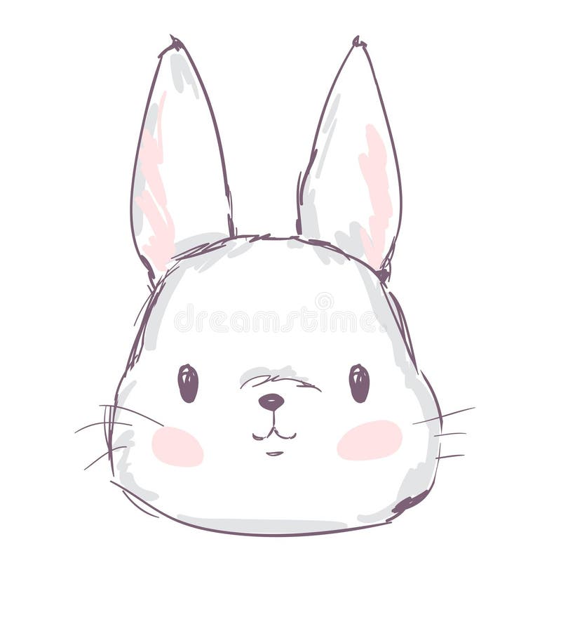 Hand Drawn Cute Rabbit Vector Illustration, Print Design Stock Vector ...