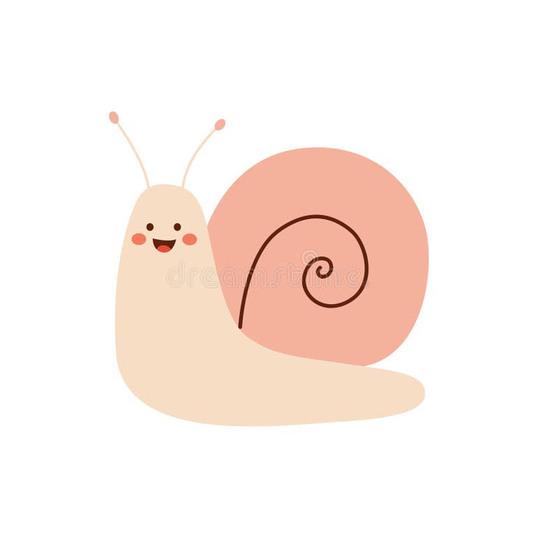 Hand Drawn Cute Snail Spring Character Illustration. Vector ...