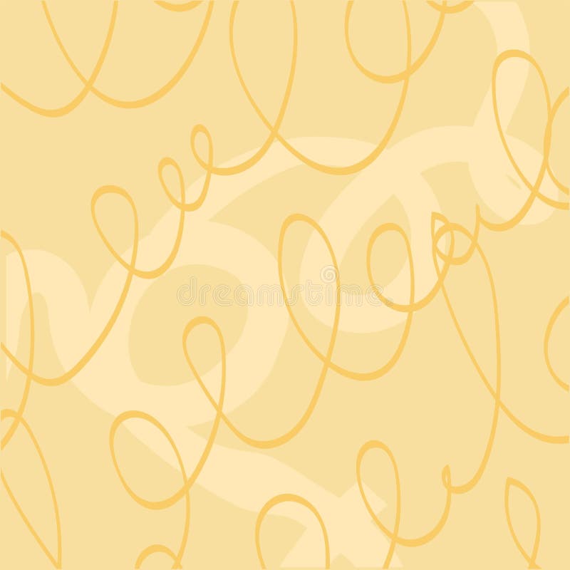 Hand Drawn Cute Squiggle Grid. Doodle Beige, Yellow, Golden Wavy ...