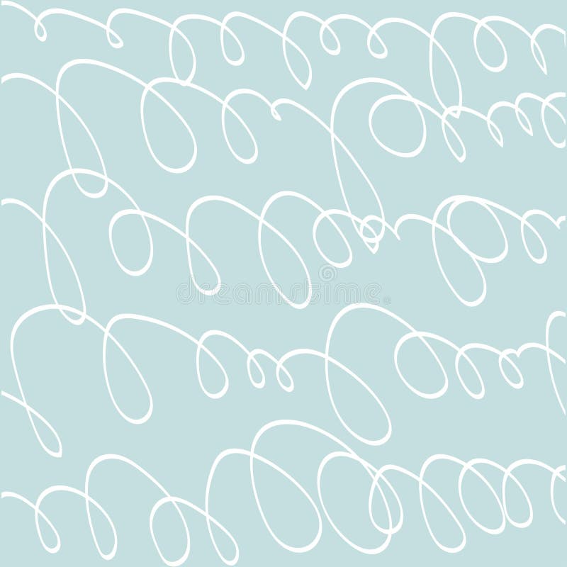Hand Drawn Cute Squiggle Grid. Doodle Blue, Pale, White Wavy Pattern ...
