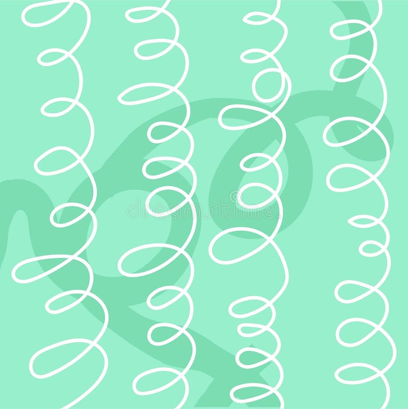 Hand Drawn Cute Squiggle Grid. Doodle Green, Pale, White Wavy Pattern ...