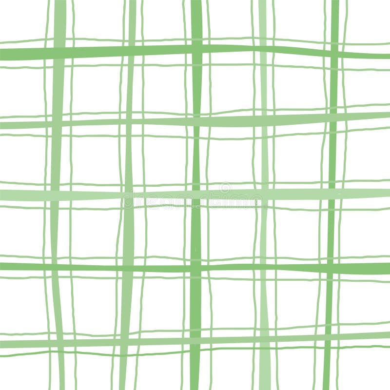 Hand Drawn Cute Squiggle Grid. Doodle Green, White Wavy Pattern with ...