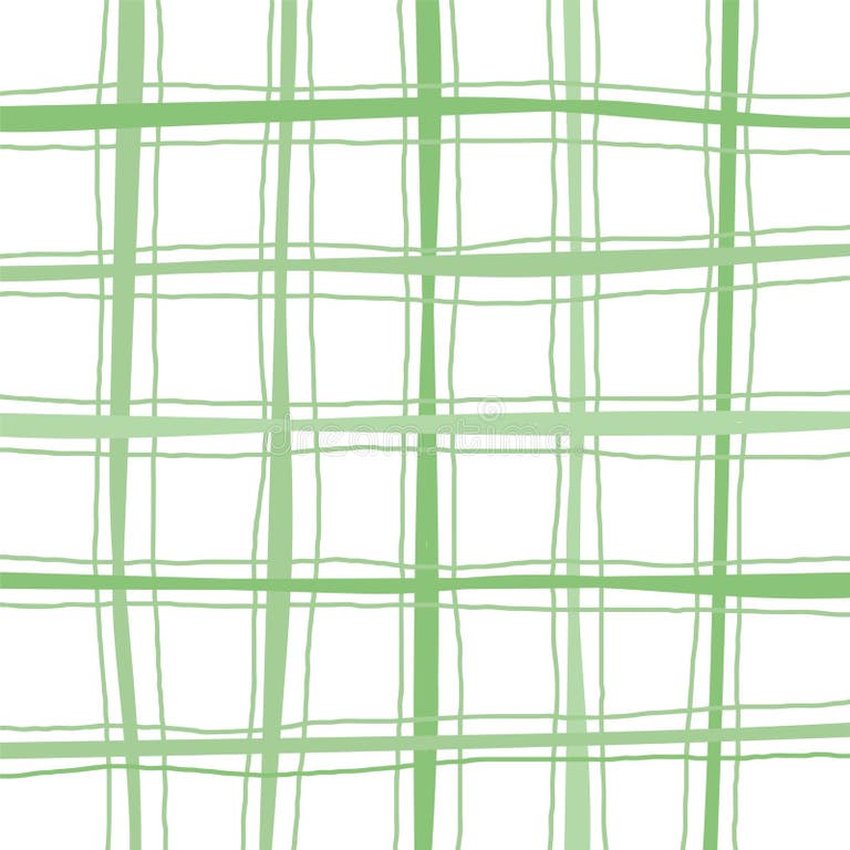 Hand Drawn Cute Squiggle Grid. Doodle Green, White Wavy Pattern with ...