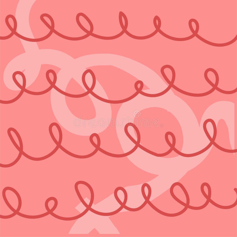 Hand Drawn Cute Squiggle Grid. Doodle Pink, Red, Pale Wavy Pattern with ...