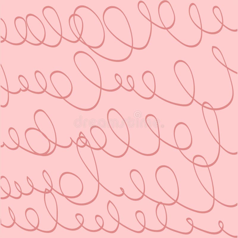 Hand Drawn Cute Squiggle Grid. Doodle Pink, Red Wavy Pattern with ...