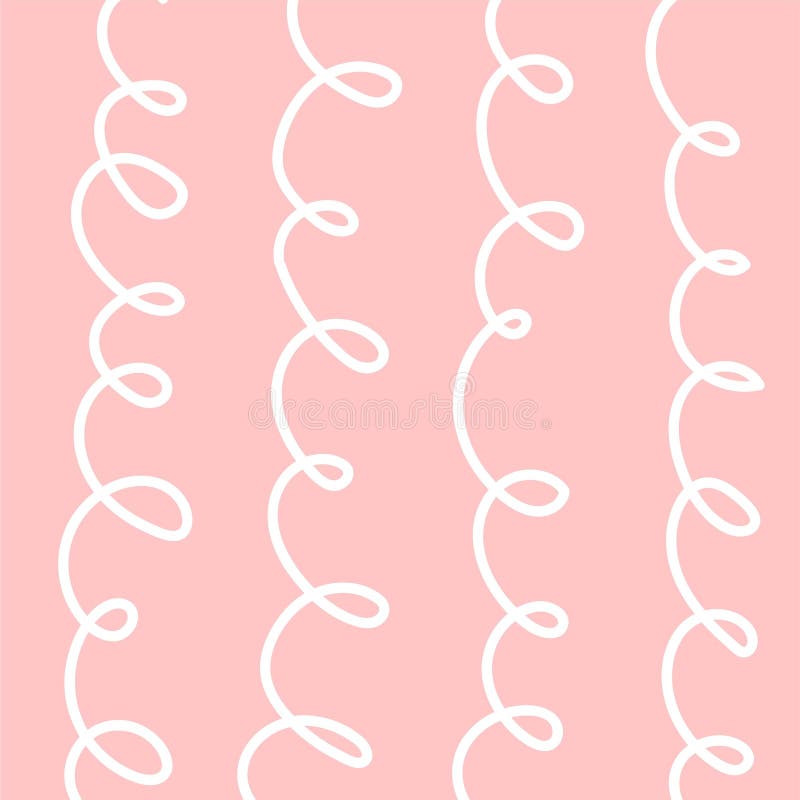 Hand Drawn Cute Squiggle Grid. Doodle Pink, White Wavy Pattern with ...