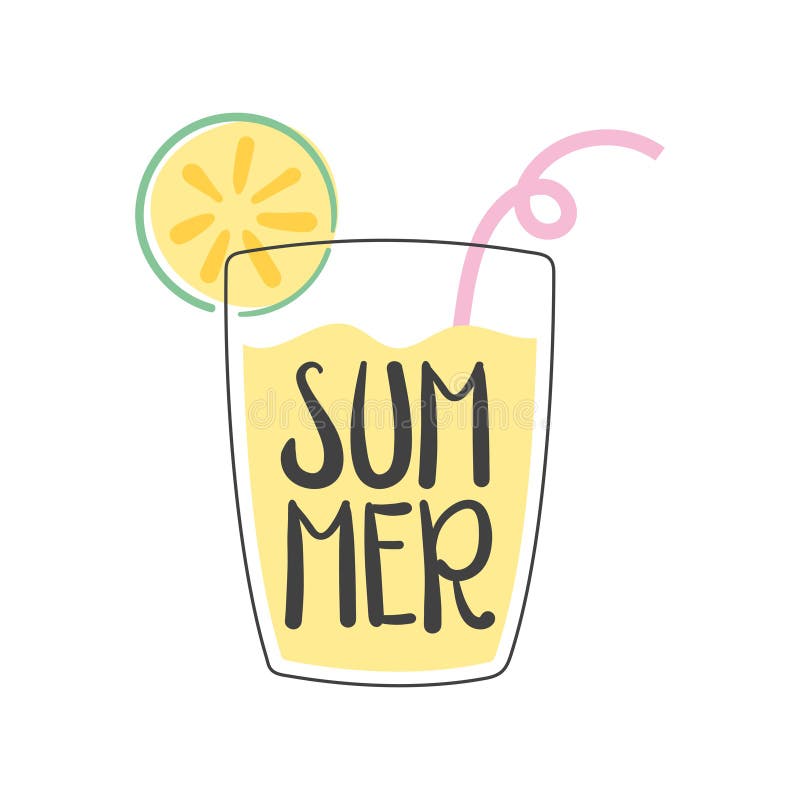 Hand Drawn Cute Summer Letter with Fresh Lemonade Background Stock ...
