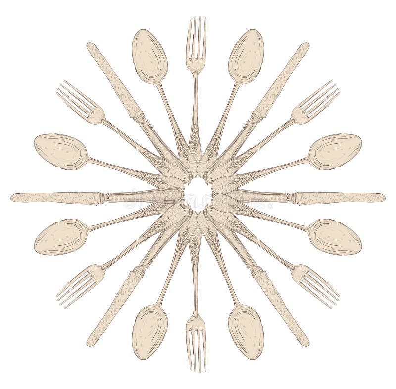 Hand Drawn Cutlery Design Set Stock Vector - Illustration of fork ...