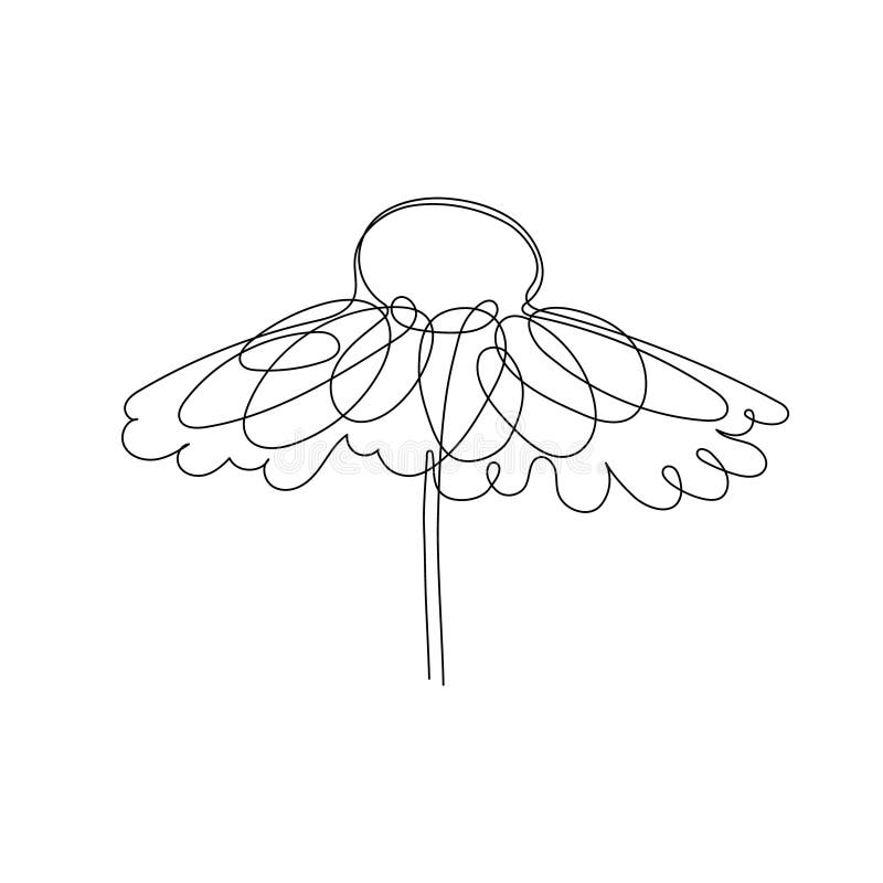 Hand Drawn Daisy Flower One Line Art Stylized Chamomile Continuous