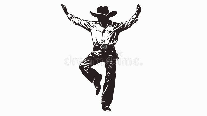 Drawn Dancing Cowboy Silhouette Vector Illustration Stock Illustrations ...