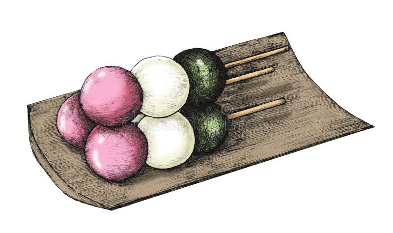 Hand Drawn Dango Japanese Dumpling Stock Illustration - Illustration of ...