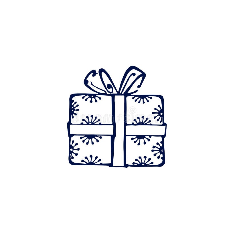 Hand Drawn Dark Blue Gift Box Stock Vector - Illustration of parcel ...