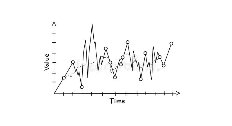 Hand-Drawn Data Visualization: Time Series Analysis Illustrating Value ...