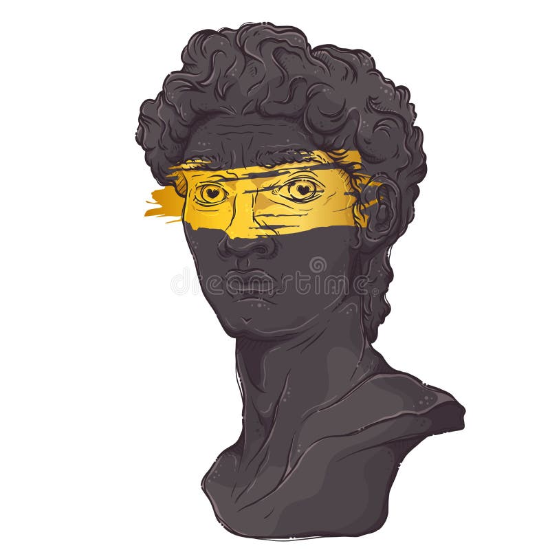 Hand Drawn David Bust Vector. Marble Statue Stock Vector - Illustration ...