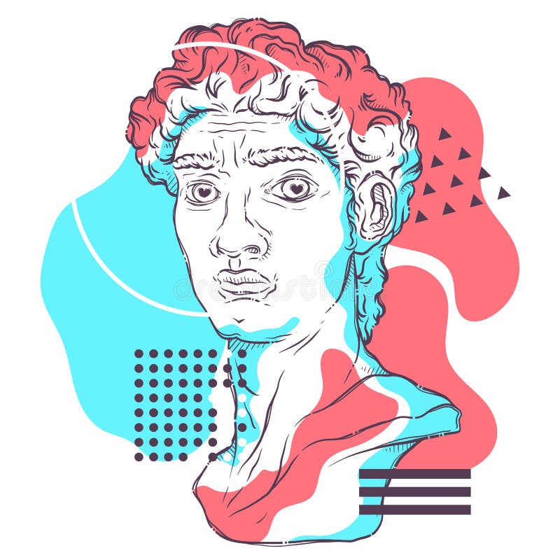 Hand Drawn David Bust Vector. Marble Statue Stock Vector - Illustration ...